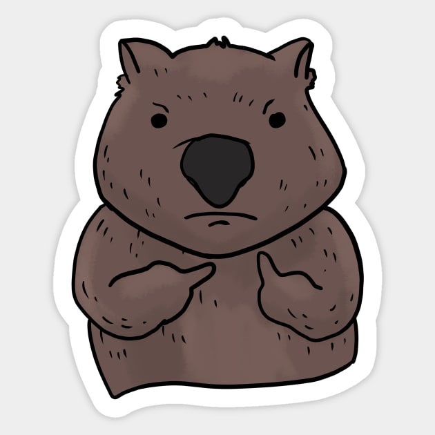 Grumpy Wombat Holding Middle finger funny gift - Wombat - Sticker | TeePublic